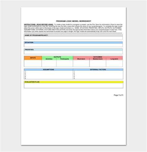 FREE Logic Model Templates Examples DocFormats Com
