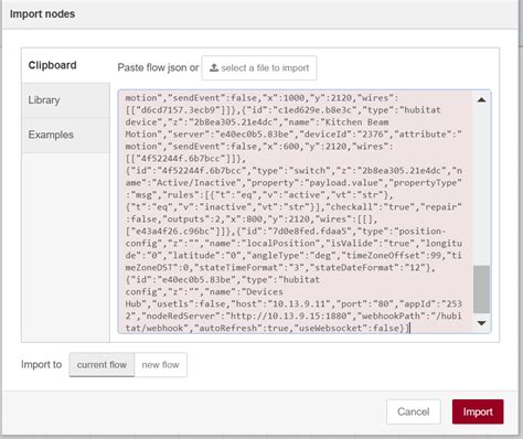 Node Red Flow Samples Sharing Node RED Hubitat