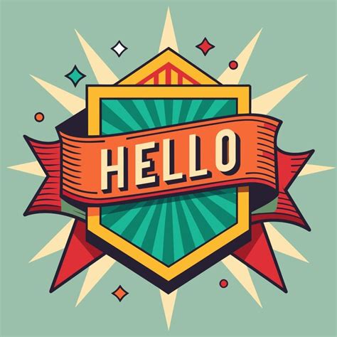A Colorful Logo With A Yellow Ribbon That Says Hello Premium Ai
