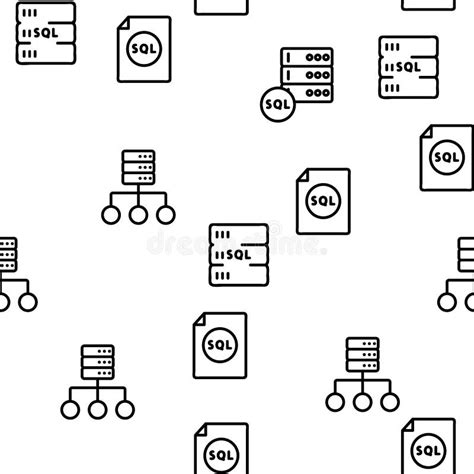 Sql Database Vector Seamless Pattern Stock Vector Illustration Of Outline Icons 191201750