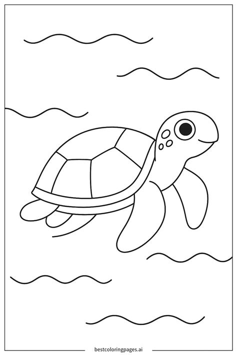 Sea Turtle Gliding Coloring Page Free Printable Bestcoloringpages Ai
