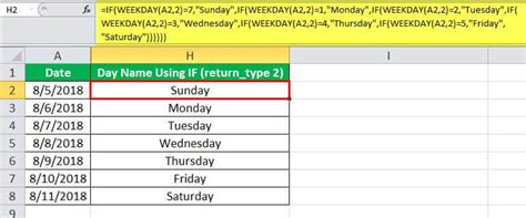 Weekday Function Excel Formula Examplesweekday