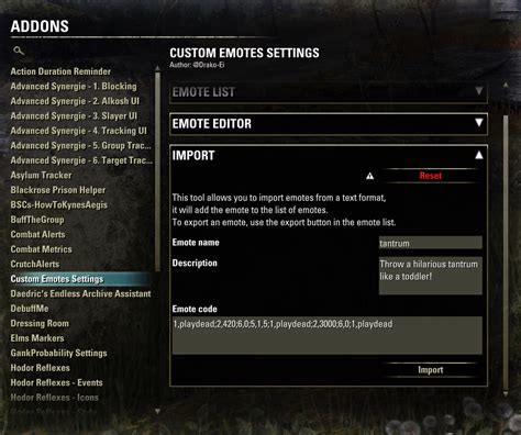 CustomEmotes Create Your Own Emotes RolePlay Elder Scrolls Online AddOns