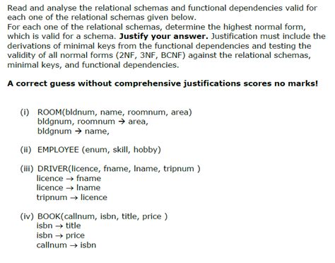 Solved Read And Analyse The Relational Schemas And