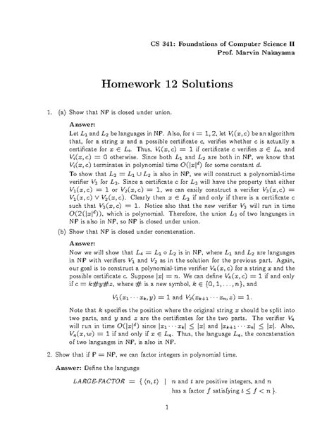 Hwsoln 12 - these are the questions along with the detailed solutions for HW12 in cs341 - CS 341 ...