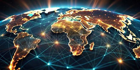 Futuristic 3d Illuminated World Map Visualizing Global Interconnections And Digital
