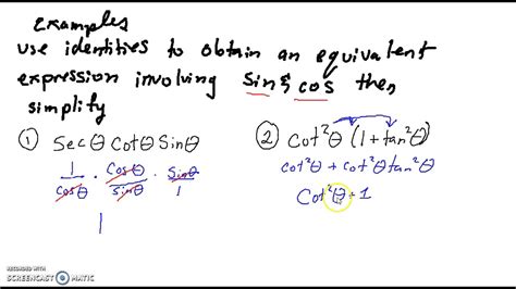 Equivalent Expressions With Trig Youtube