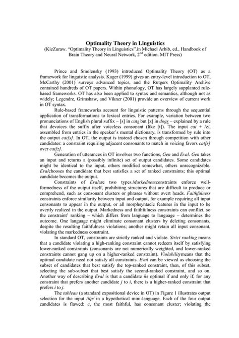Optimality Theory In Linguistics By Kie Zuraw Docx Programming