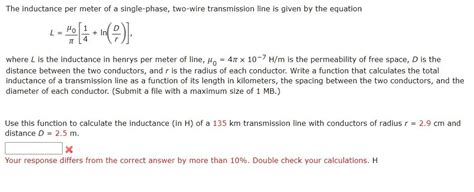 The Inductance Per Meter Of A Single Phase Two Wire