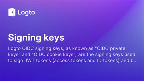 Signing Keys Logto Docs