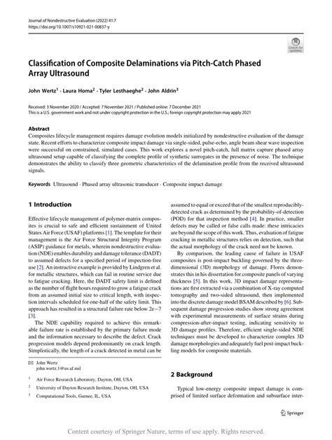 classification of composite delaminations via pitch catch phased array