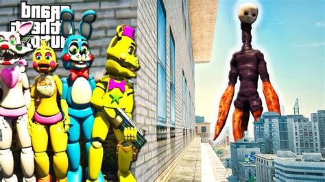 ПРЯТКИ ОТ ДЛИННОГОЛОВОГО МОНСТРА АНИМАТРОНИКИ СПАСАЮТ ДРУЗЕЙ ФНАФ ГТА 5 МОДЫ Fnaf Gta 5 Mods