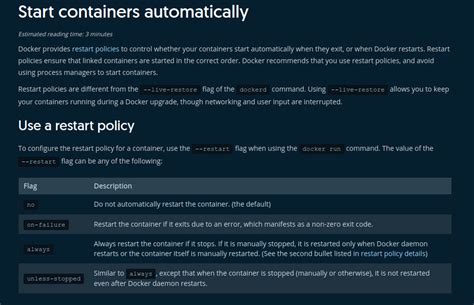 Restart Policy Documentation Need Changes Issue Docker For Linux Github