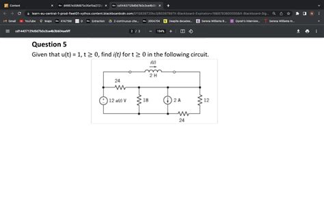 Given That U T 1 T≥0 Find I T For T≥0 In The