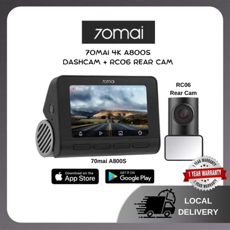 70Mai A800S 4K Dash Cam Rear Cam Dual Vision Global Version A800 Adas ...