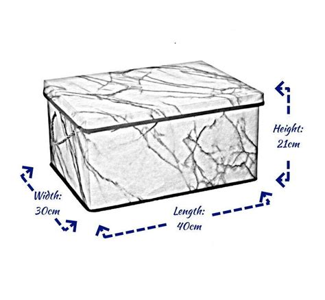 Foldable Storage Boxes Cube With Lid Collapsible Folding Organiser Marble Effect