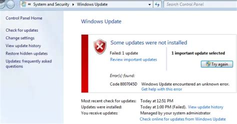 About Windows Update Error 8007045d