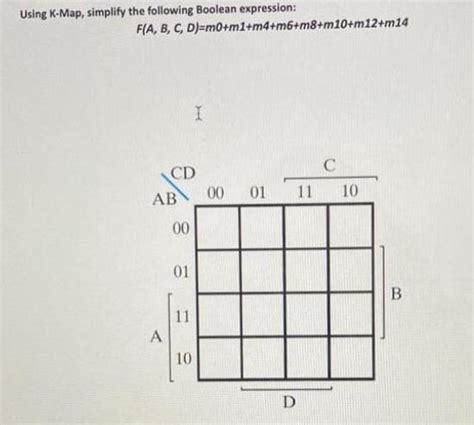 Solved Using K Map Simplify The Following Boolean Expression Fa B C Dm0m1m4m6m8
