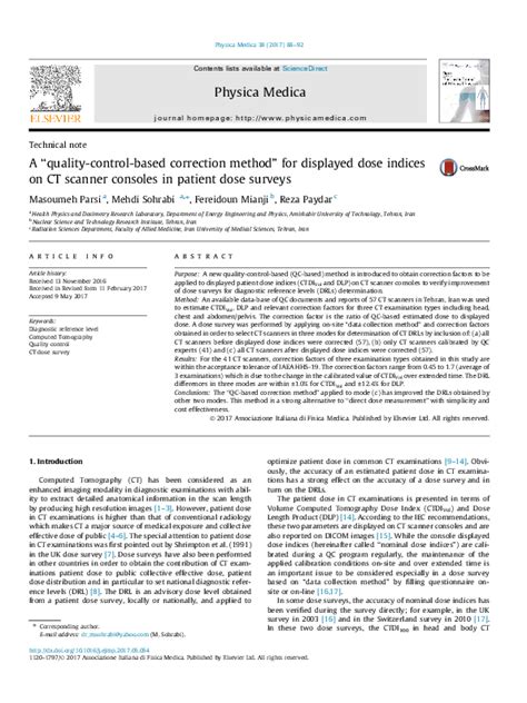 Pdf A Quality Control Based Correction Method” For Displayed Dose