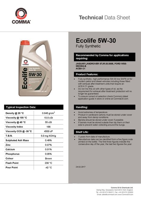 Ecolife 5W-30 - COMMA - Ölanalysen und Ölanalytik für Motor und Getriebe