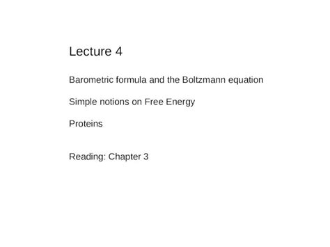 Ppt Lecture 4 Barometric Formula And The Boltzmann Equation Simple Notions On Free Energy