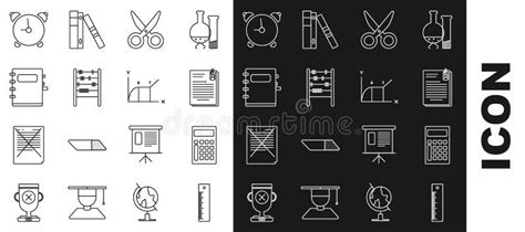 Set Line Ruler Calculator File Document And Paper Clip Scissors