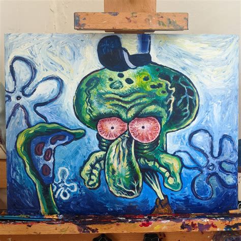 I Painted Squidward Oil On Canvas Painting