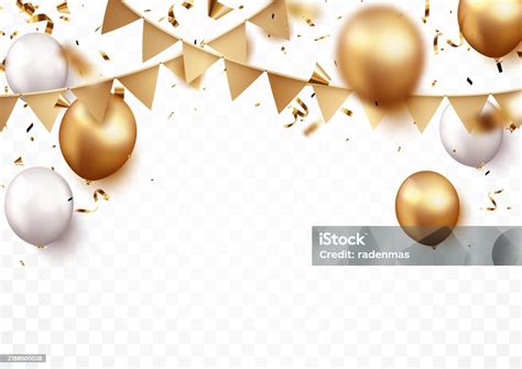금색 색종이와 풍선이 있는 축하 배경 텍스트를 위한 공간이 있는 디자인 요소 공휴일에 대한 스톡 벡터 아트 및 기타 이미지 공휴일 광고 금색 Istock