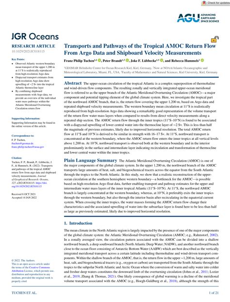 Pdf Transports And Pathways Of The Tropical Amoc Return Flow From