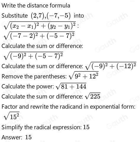 solved find the distance between the two points in simplest radical
