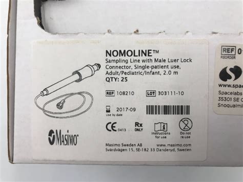 Masimo 108210 Nomoline Sampling Line With Male Luer Lock Connector 25