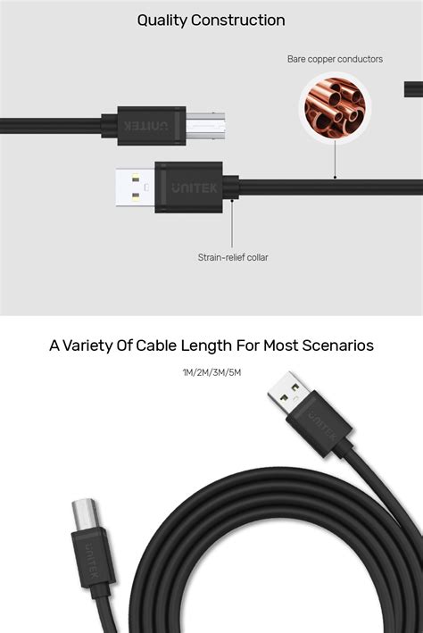 Unitek Usb A To Usb B Charging Cable Male To Male Usb Data Transfer Speed Up To Mbps For