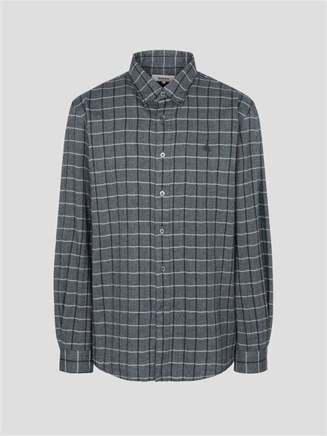 빈폴 멘 브러쉬드 헤링본 윈도우체크 셔츠 네이비 위시버킷