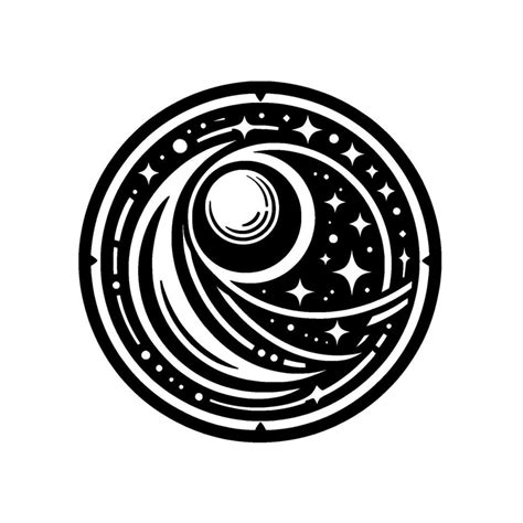 Intricate Monochrome Circular Featuring A Stylized Moon Within Swirling Celestial Elements And