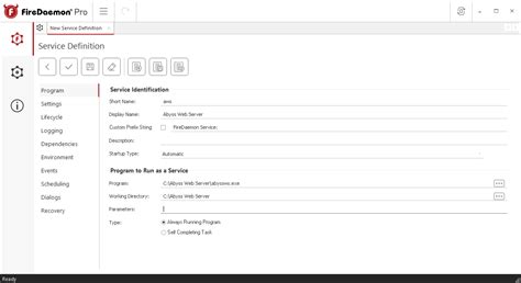 run abyss web server as a windows service with firedaemon pro