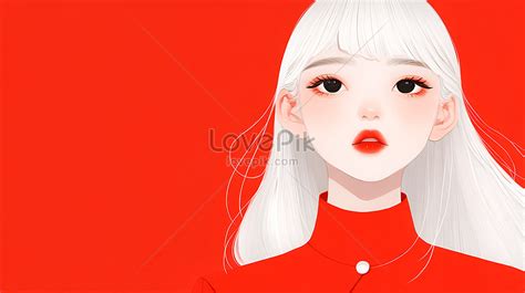 여성스러운 빨간색 배경 일러스트 무료 다운로드 Lovepik