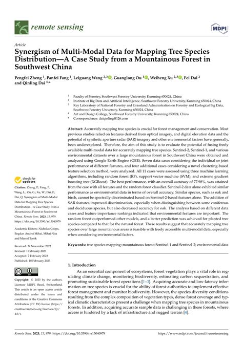 PDF Synergism Of Multi Modal Data For Mapping Tree Species DistributionA Case Study From A