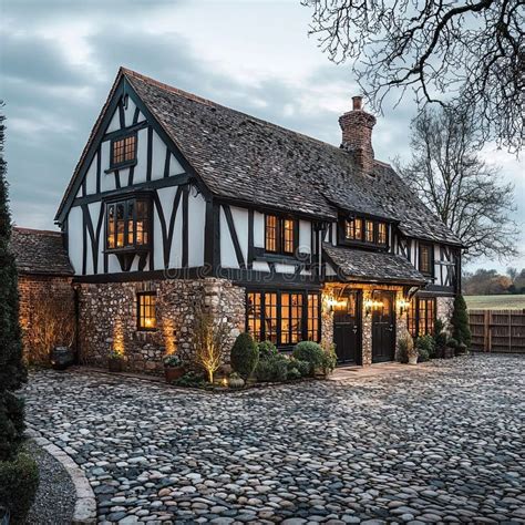 English Timber Framed Barn Exterior In Shropshire Stock Illustration