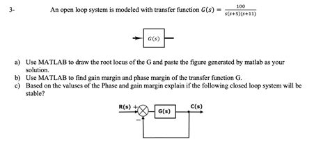 Solved An Open Loop System Is Modeled With Transfer Chegg