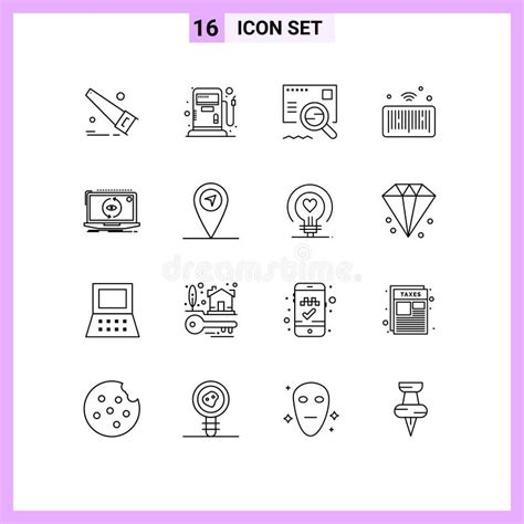 16 Thematic Vector Outlines And Editable Symbols Of Software Application Find App Iot Stock