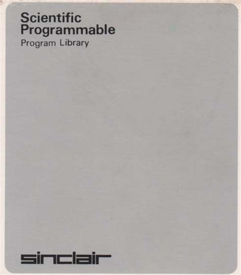 Sinclair Scientific Programmable Program Library Manual Computing History