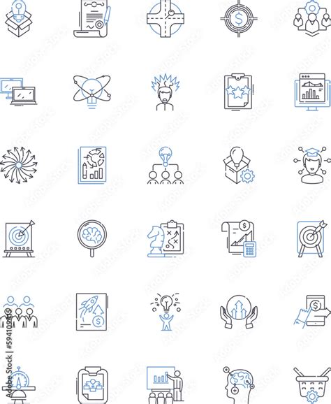 Approach Line Icons Collection Methodology Perspective Strategy Technique System Attitude