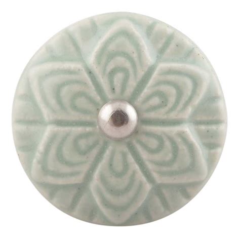 Sage Green Ceramic Flower Cabinet Knobs Online