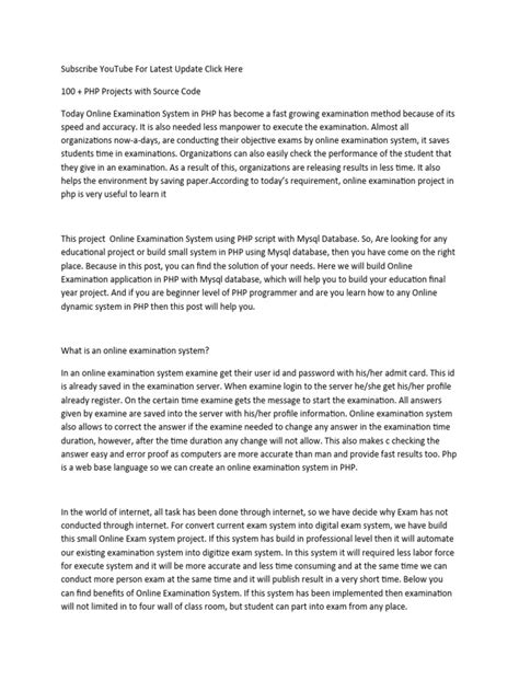 Online Examination System Pdf World Wide Web Internet And Web