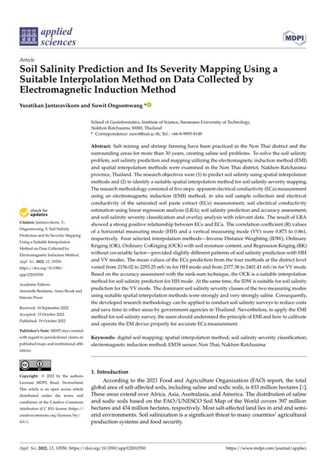 Pdf Soil Salinity Prediction And Its Severity Mapping Using A