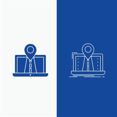 Navigation Map System Gps Route Line And Glyph Web Button In Blue