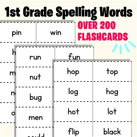 First Grade Spelling Words Sight Word Flashcards Kindergarten 1st