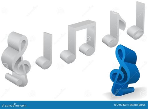 Ställde Den Musikaliska Anmärkningen In 3d Sex Symboler Vita Vektor Illustrationer