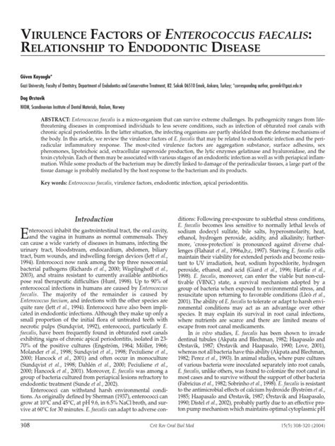 Virulence Factors Of Enterococcus Faecalis Relationship To Endodontic Disease Pdf Macrophage
