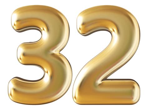Gold 3d Number 32 36304923 Png